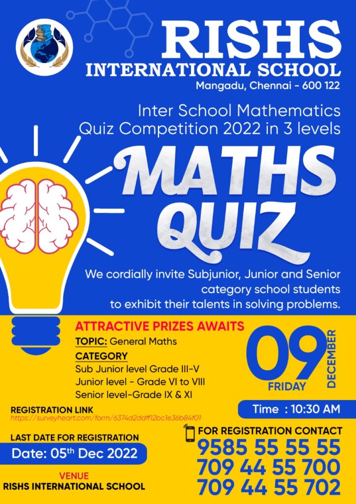 Inter School Mathematics Quiz Competition 2022 in 3 Levels - RISHS
